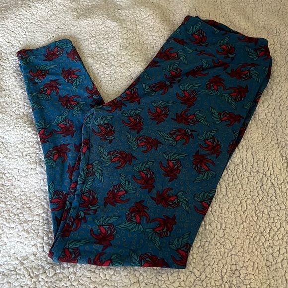 LuLaRoe | Pants & Jumpsuits | Jade Maroon Betta Fish Leggings Tc 2 14 ...